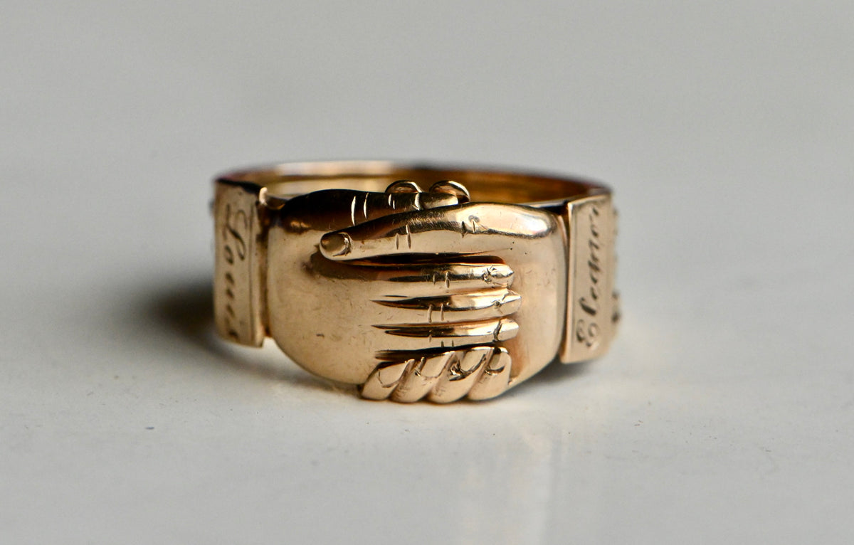 Antique 14K 1920s seven-band gimmel fede ring with engraved details ...