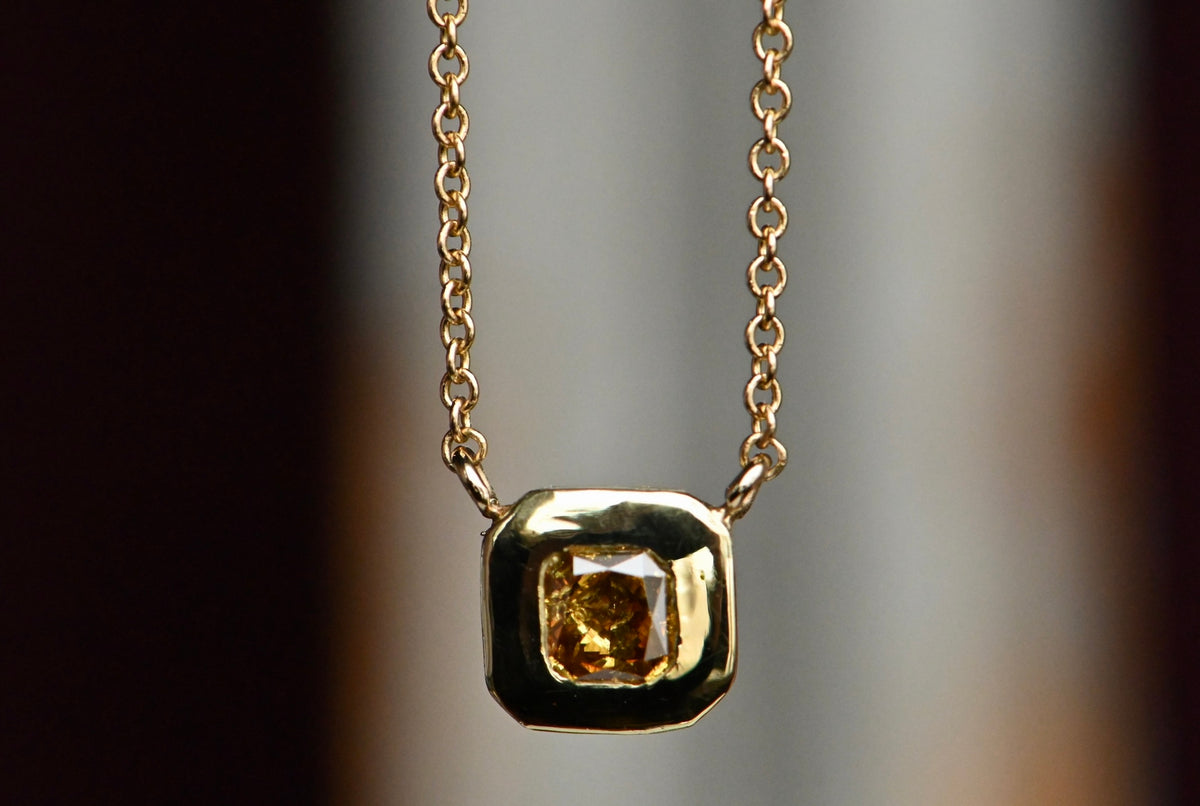 Vintage 14K gold .23 carat fancy diamond stationary necklace – Jean ...