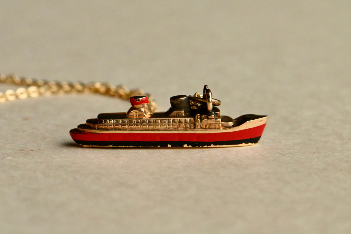 Vintage 1980s 14K and enamel German ship charm pendant – Jean Jean Vintage